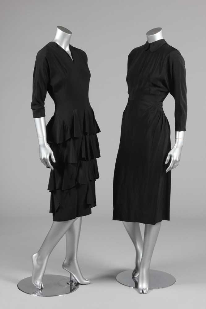Lot 62 - An Irene black silk dinner gown, late 1940s,