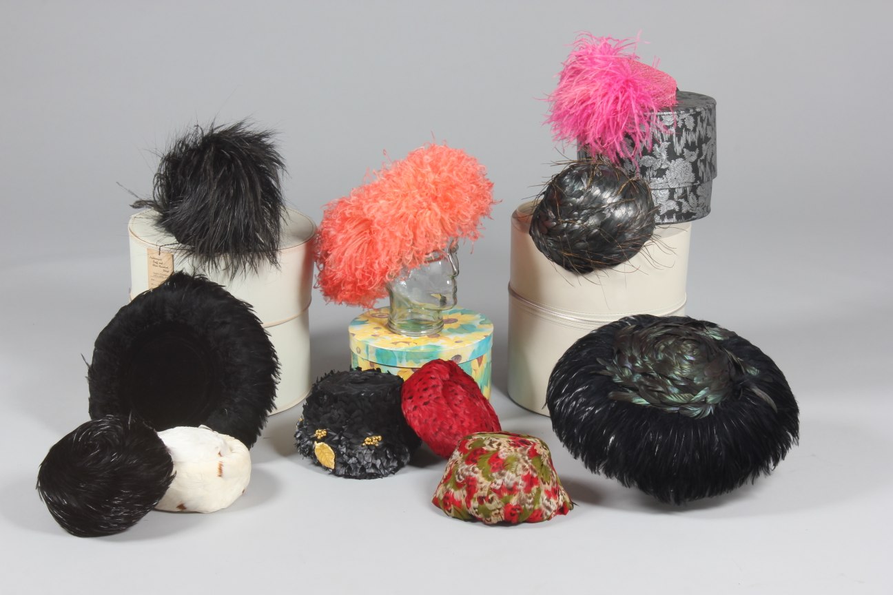 Lot 11 - A good group of feather hats, 1950s-60s,