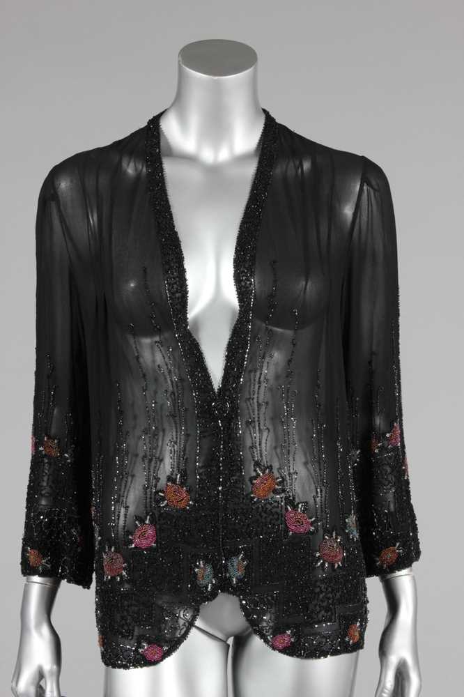 Lot 109 - A beaded black chiffon jacket,late 1920s,