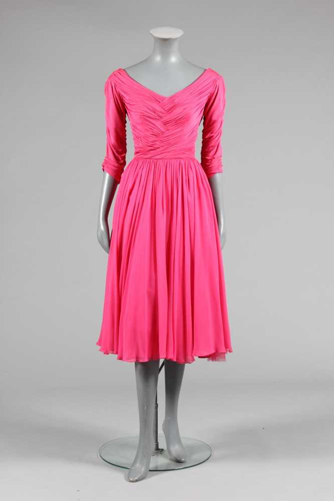 Lot 276 - A Ceil Chapman shocking pink jersey cocktail