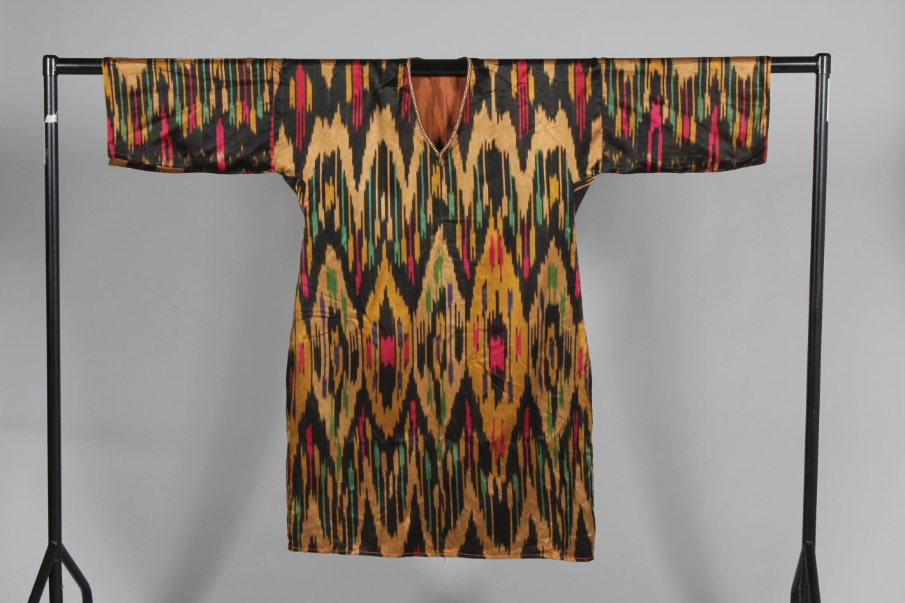 Lot 382 - Five ikat silk panels, Central Asia, early