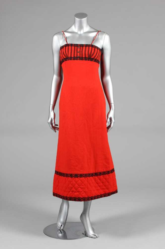 Lot 157 - A Mary Quant red and black wool maxi dress,