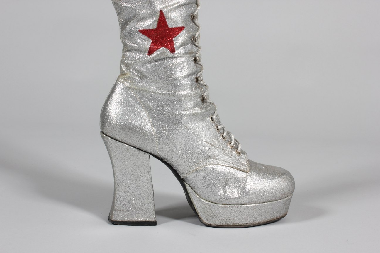 Lot 21 - Two pairs of women's glam-rock style platform