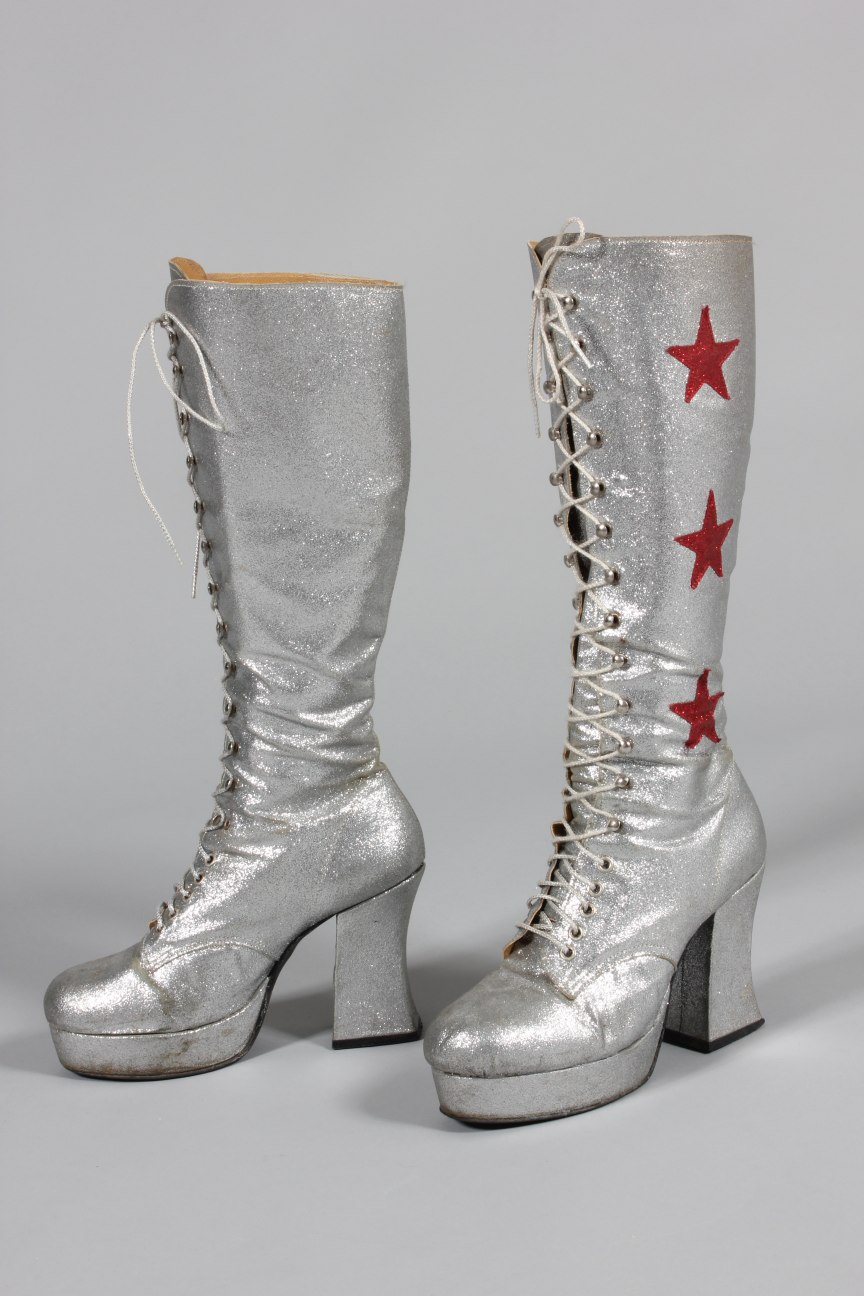Lot 21 - Two pairs of women's glam-rock style platform
