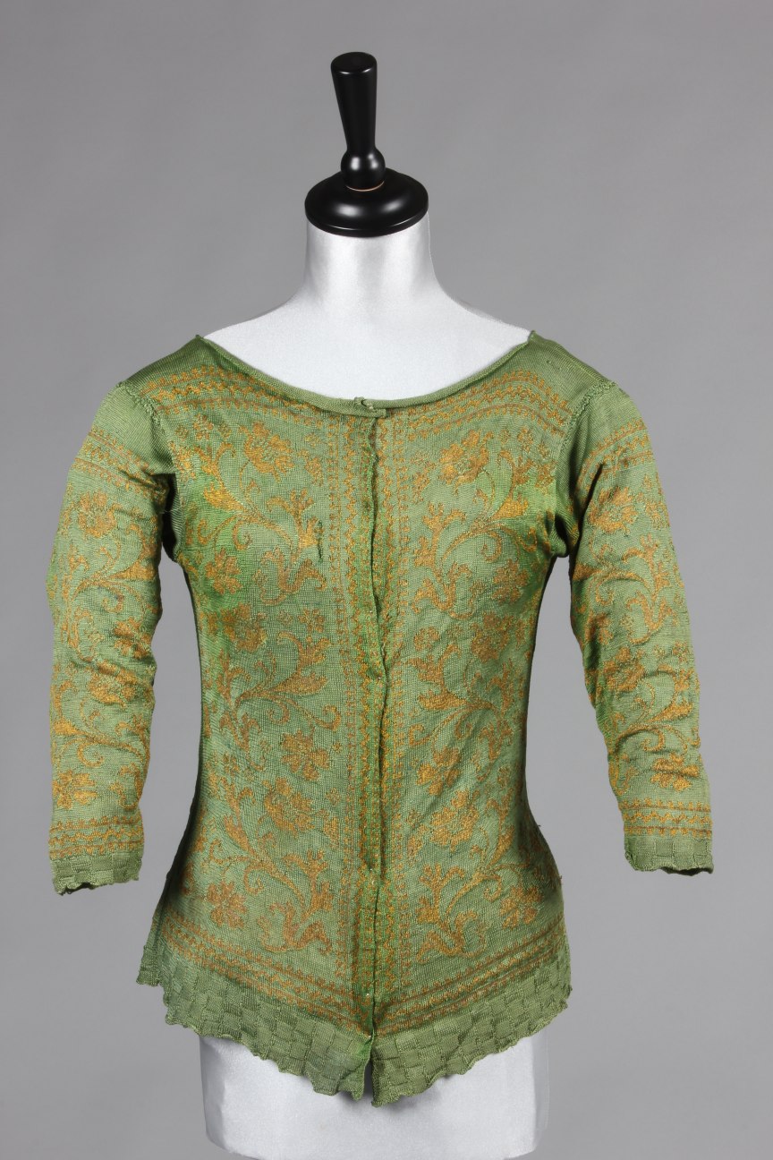 Lot 29 - A rare green and yellow knitted silk woman's
