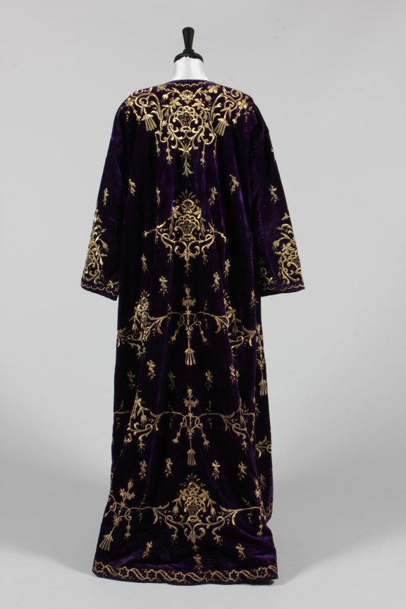 Lot 23 - An embroidered purple velvet wedding robe,