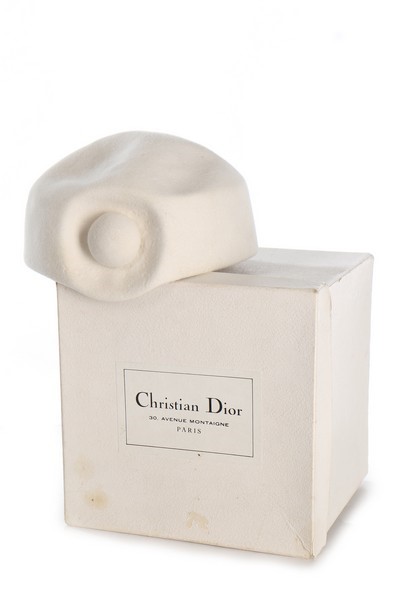 Lot 109 - A Christian Dior white felt 'space age' hat,