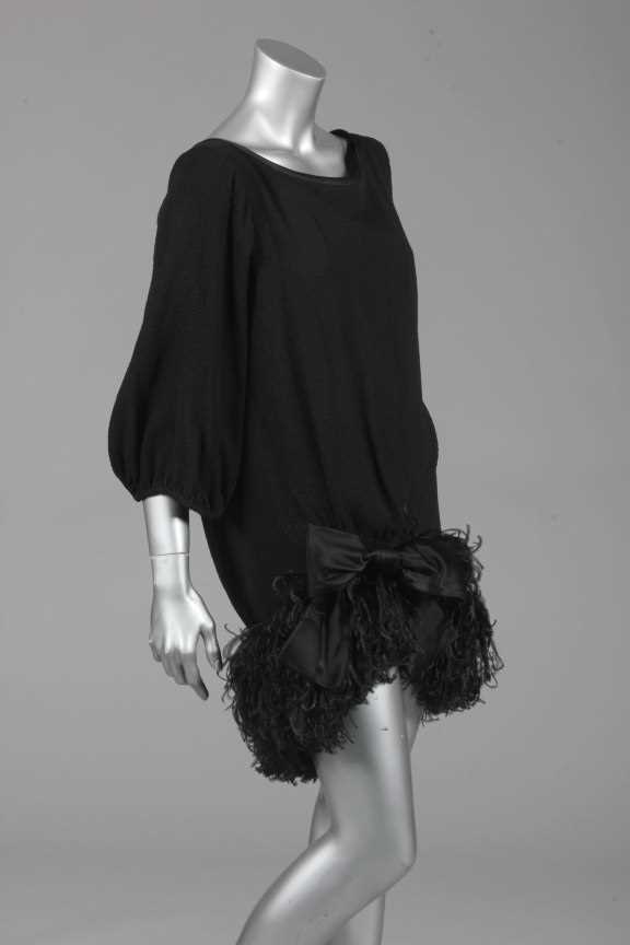 Lot 272 - An Yves Saint Laurent black cloqué silk