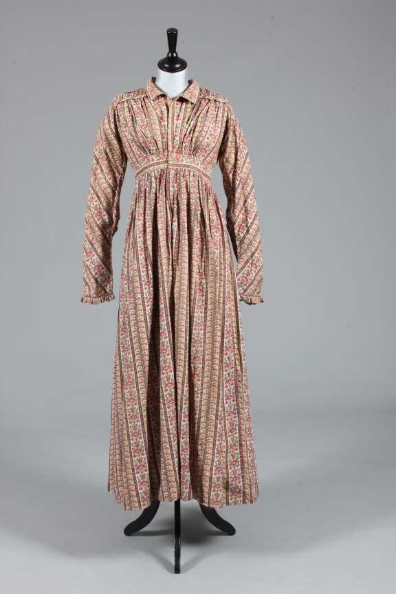 Lot 84 - A block printed cotton day dress, 1820s,