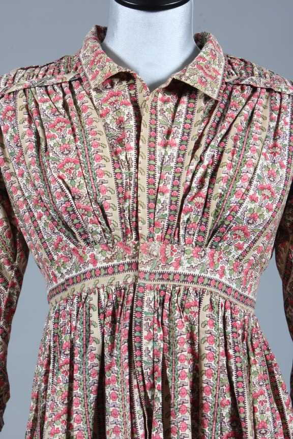 Lot 84 - A block printed cotton day dress, 1820s,