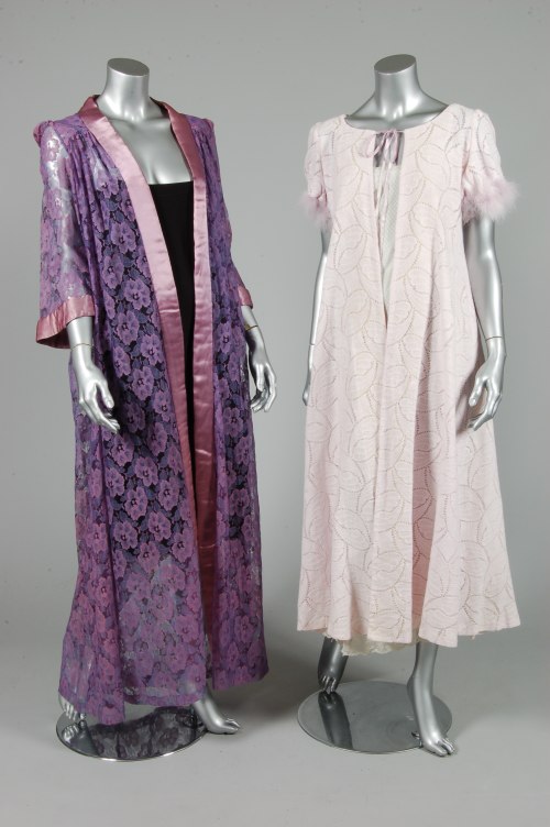 Lot 334 - A Biba violet empire line cotton gown, early