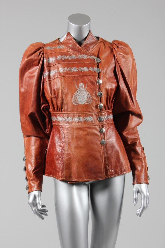 Lot 131 - A Bill Gibb brown leather jacket,