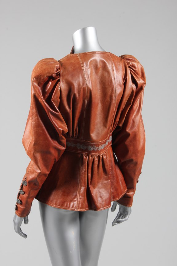 Lot 131 - A Bill Gibb brown leather jacket,