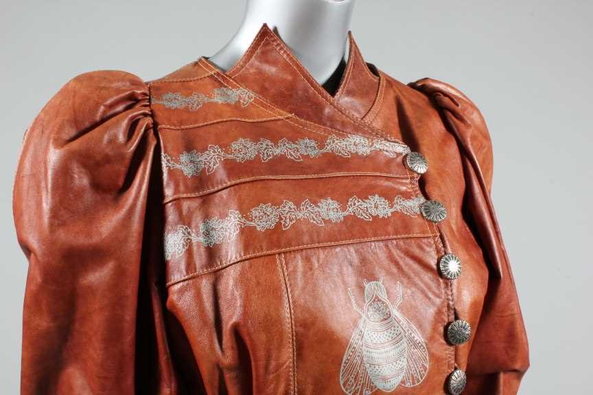 Lot 131 - A Bill Gibb brown leather jacket,
