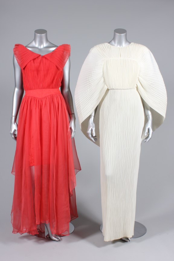 Lot 17 - A Yuki ivory pleated evening gown,