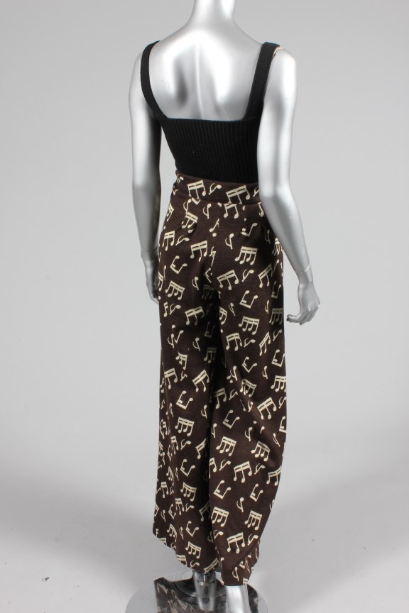 Lot 363 - Biba musical notes weave flared trousers,