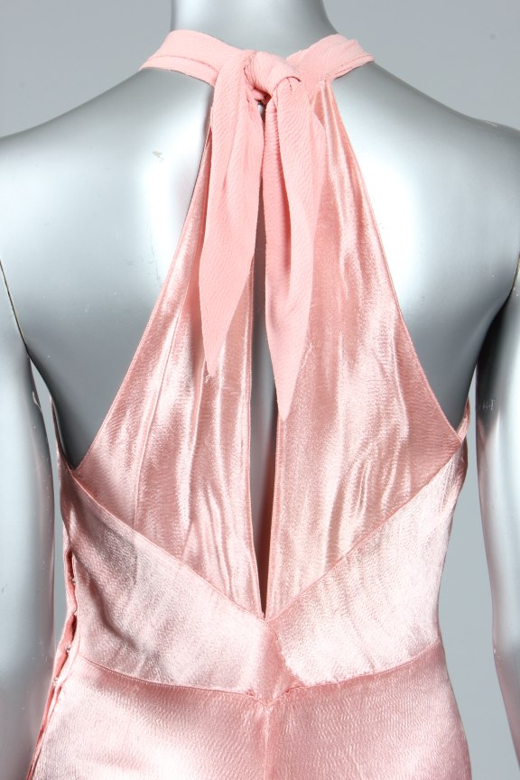 Lot 44 - A pink satin-backed cr couture gown in the