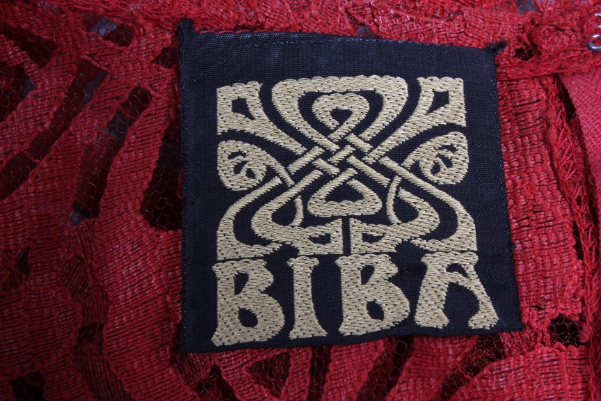 Lot 95 - A scarlet Biba logo-lace mini dress, circa