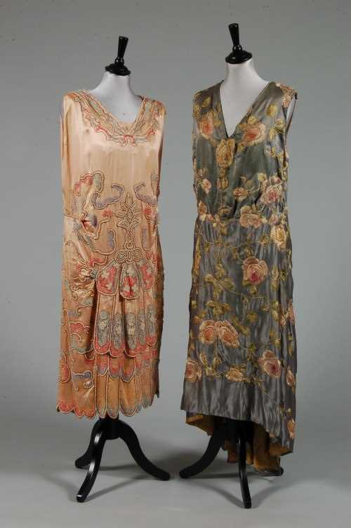 Lot 6 - A pale pink satin flapper dress, mid 1920s,