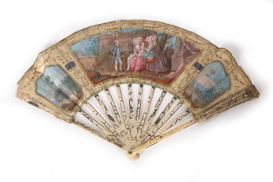 Lot 176 - A rare ballooning fan, French, 1780s, the