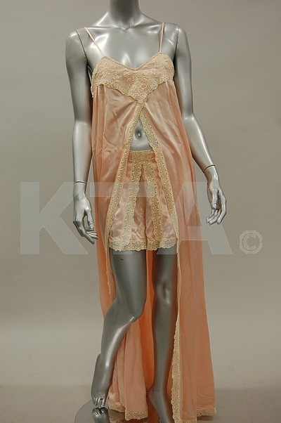 Lot 71 - A Bill Gibb pink satin negligee, matching