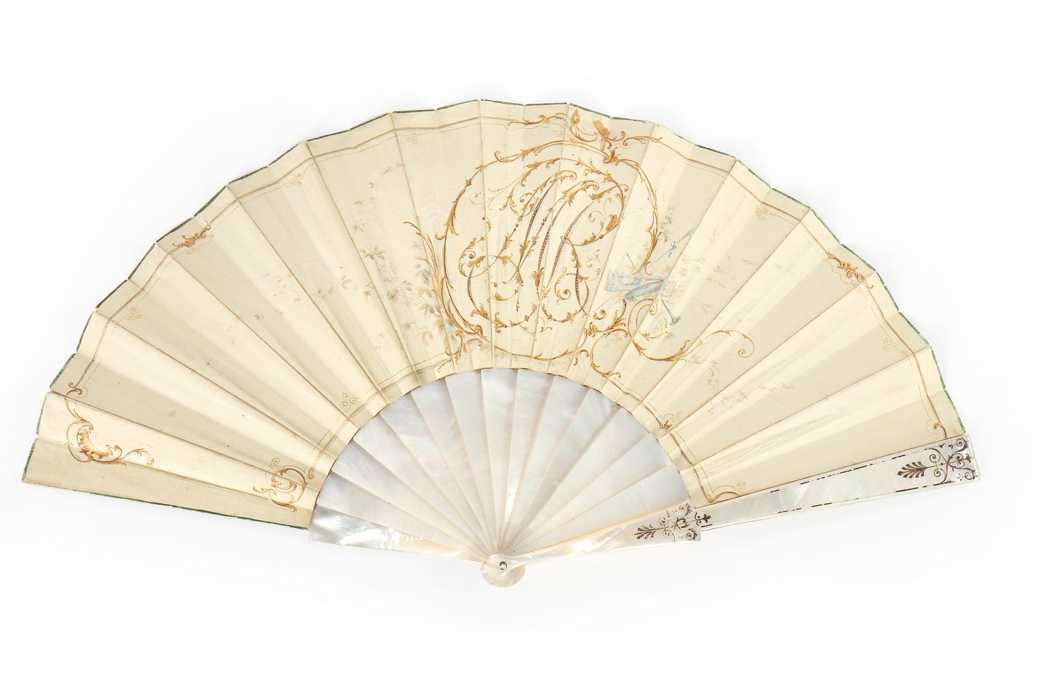Lot 409 - A painted fan, French, circa 1890, the