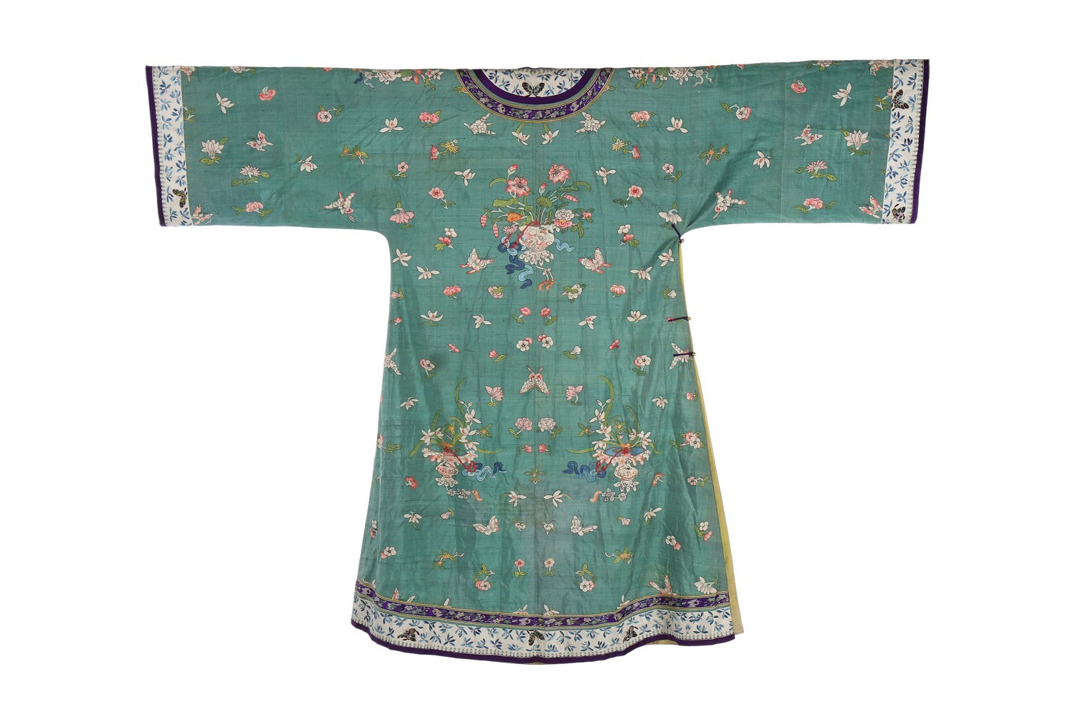 Lot 501 - A kesi green silk robe, Chinese, late 19th