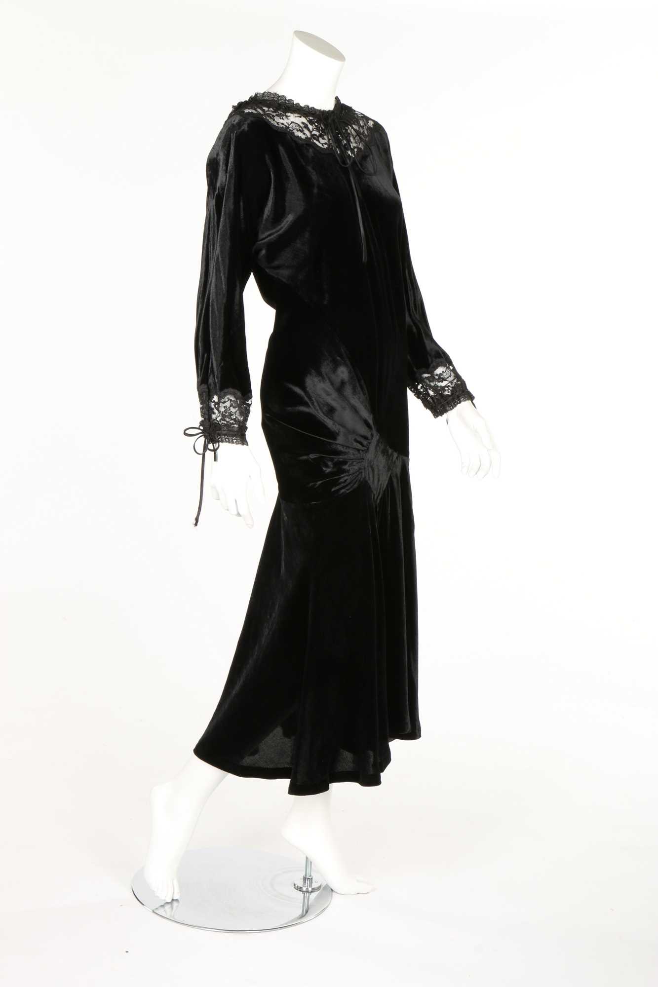 Lot 183 - An Ossie Clark black velvet bias cut dress,