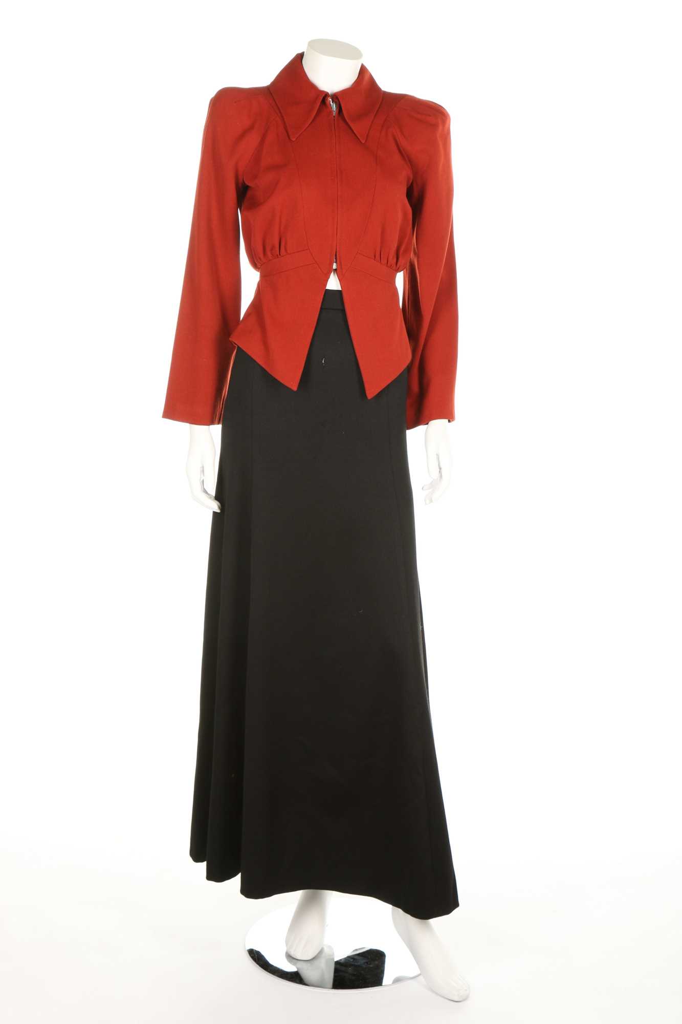 Lot 200 - An Ossie Clark brick-red gabardine wool