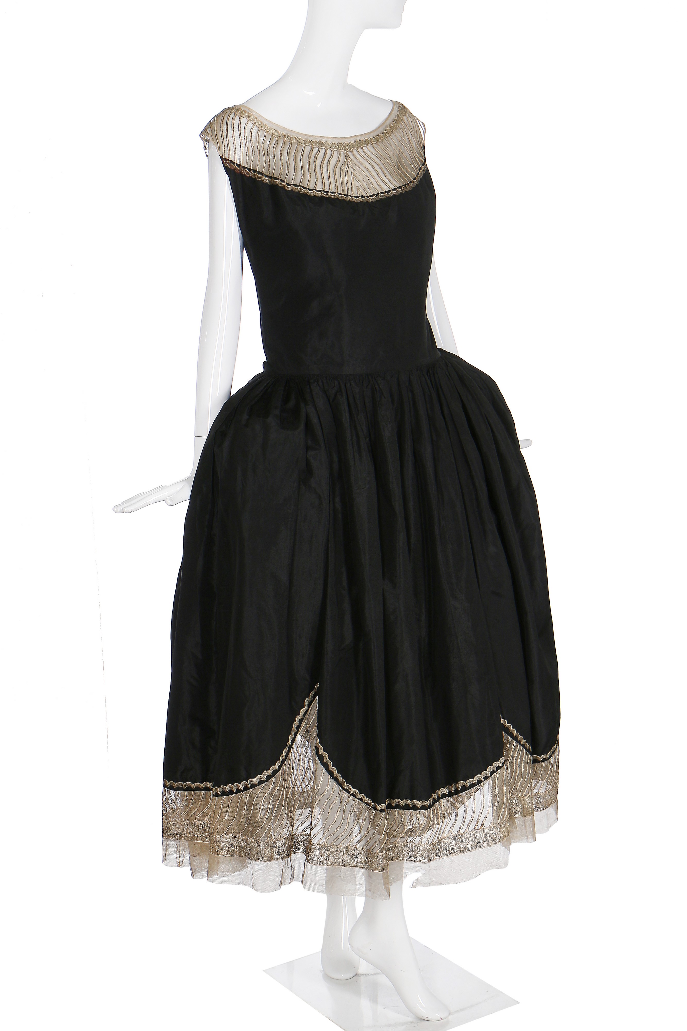 Lot 67 - A Jeanne Lanvin haute couture black taffeta