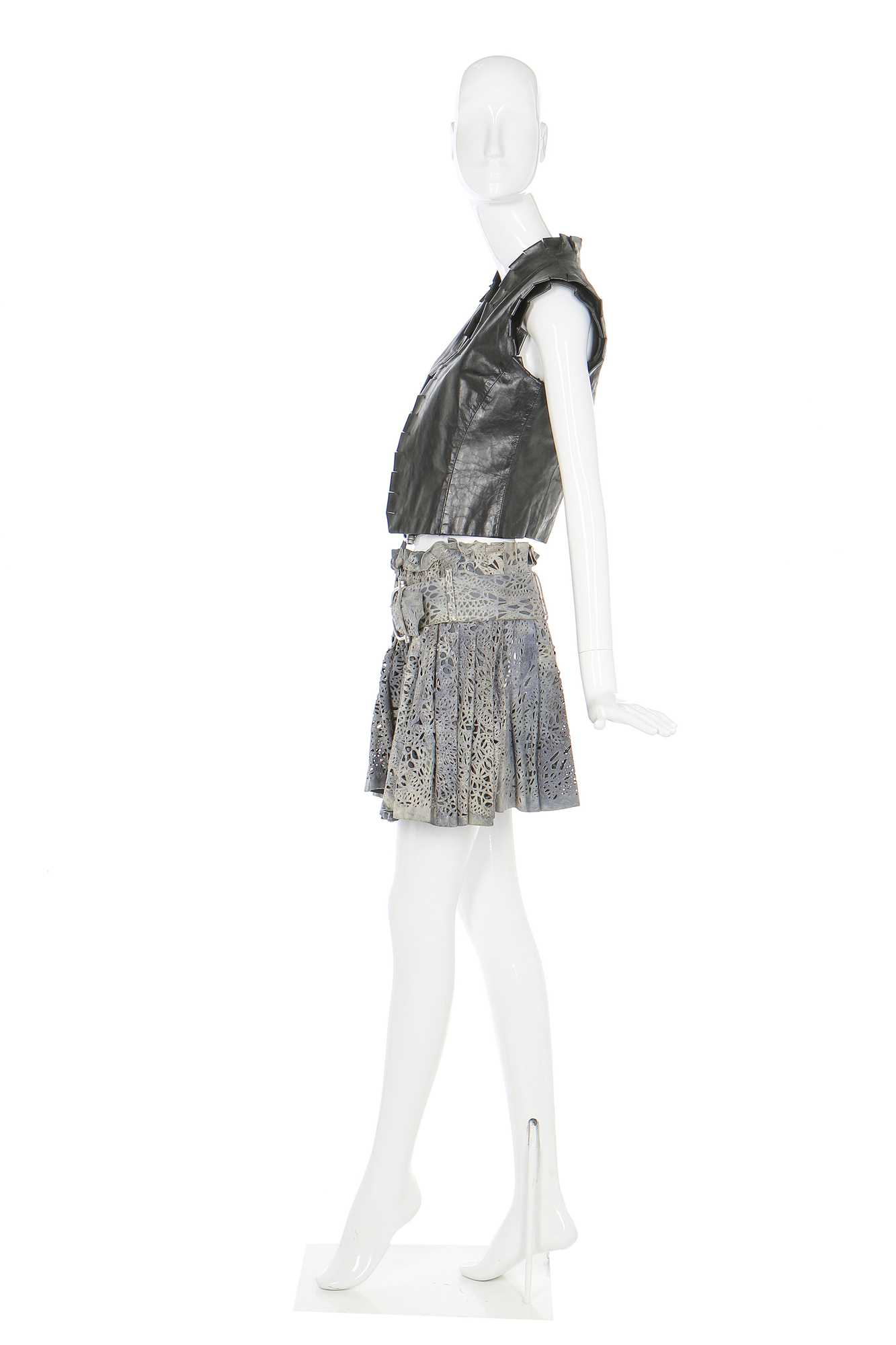 Lot 27 - Alexander McQueen leather and suede ensemble,
