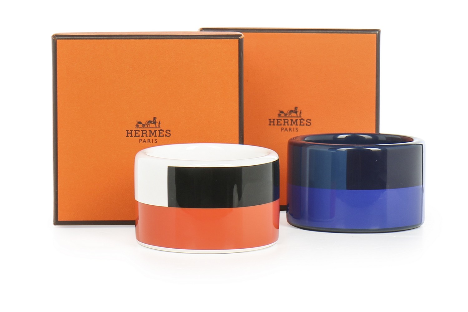 Lot 5 - Two Hermès lacquered 'Assam Bois' bangles,