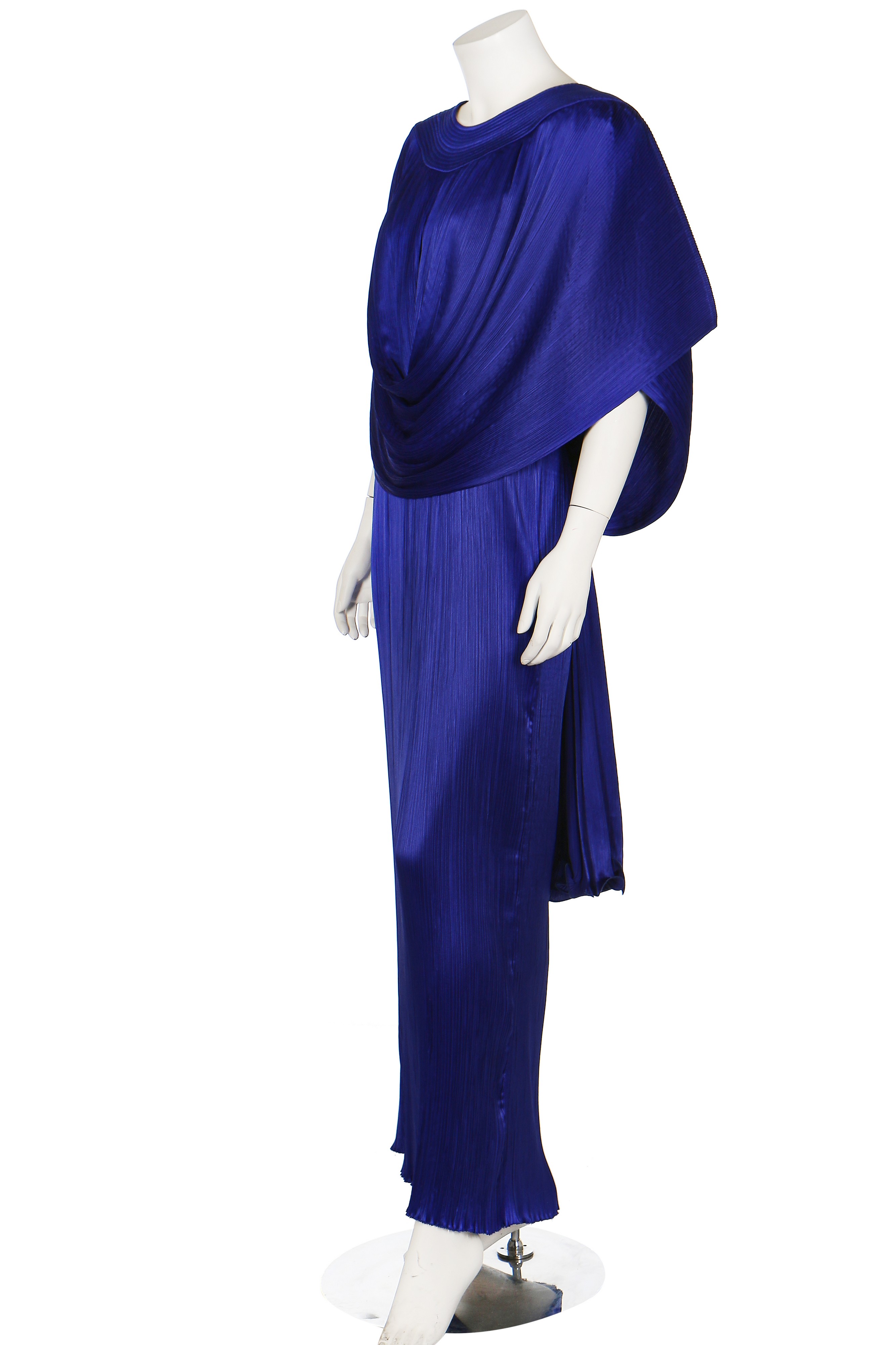 Lot 177 - A Yuki royal-blue pleated evening gown,