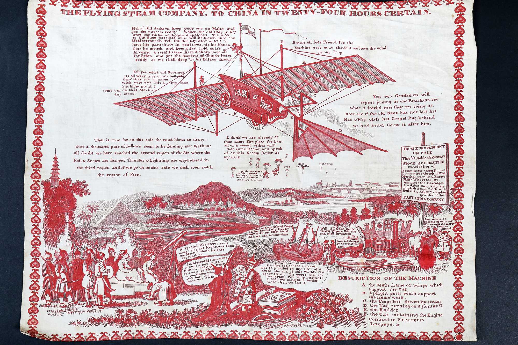 Lot 246 - A rare printed aeronautical handkerchief,