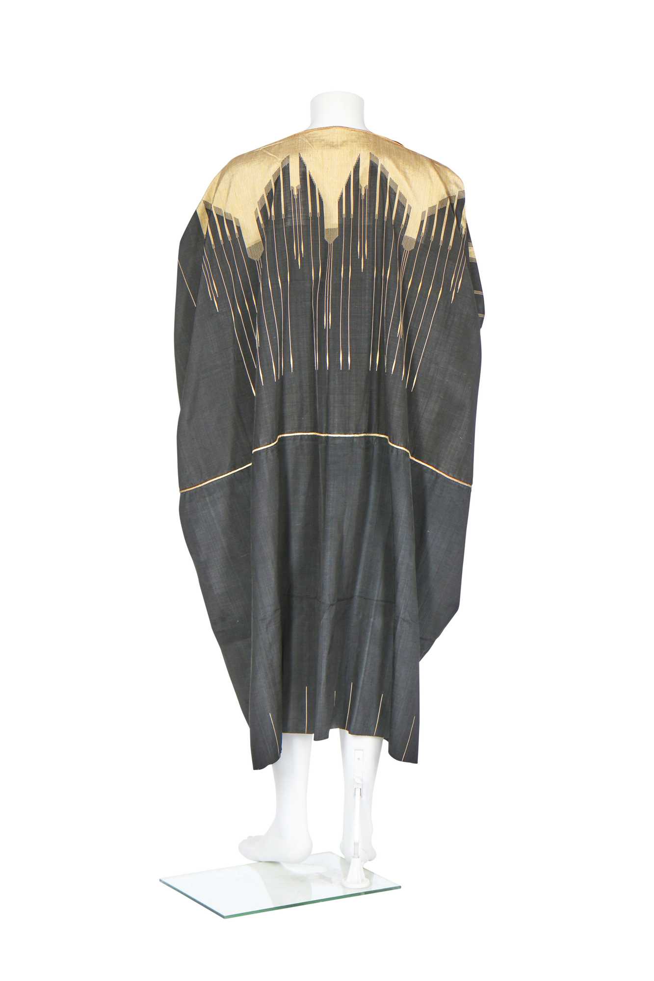 Lot 445 - A black and gold woven Aba robe, Syrian,