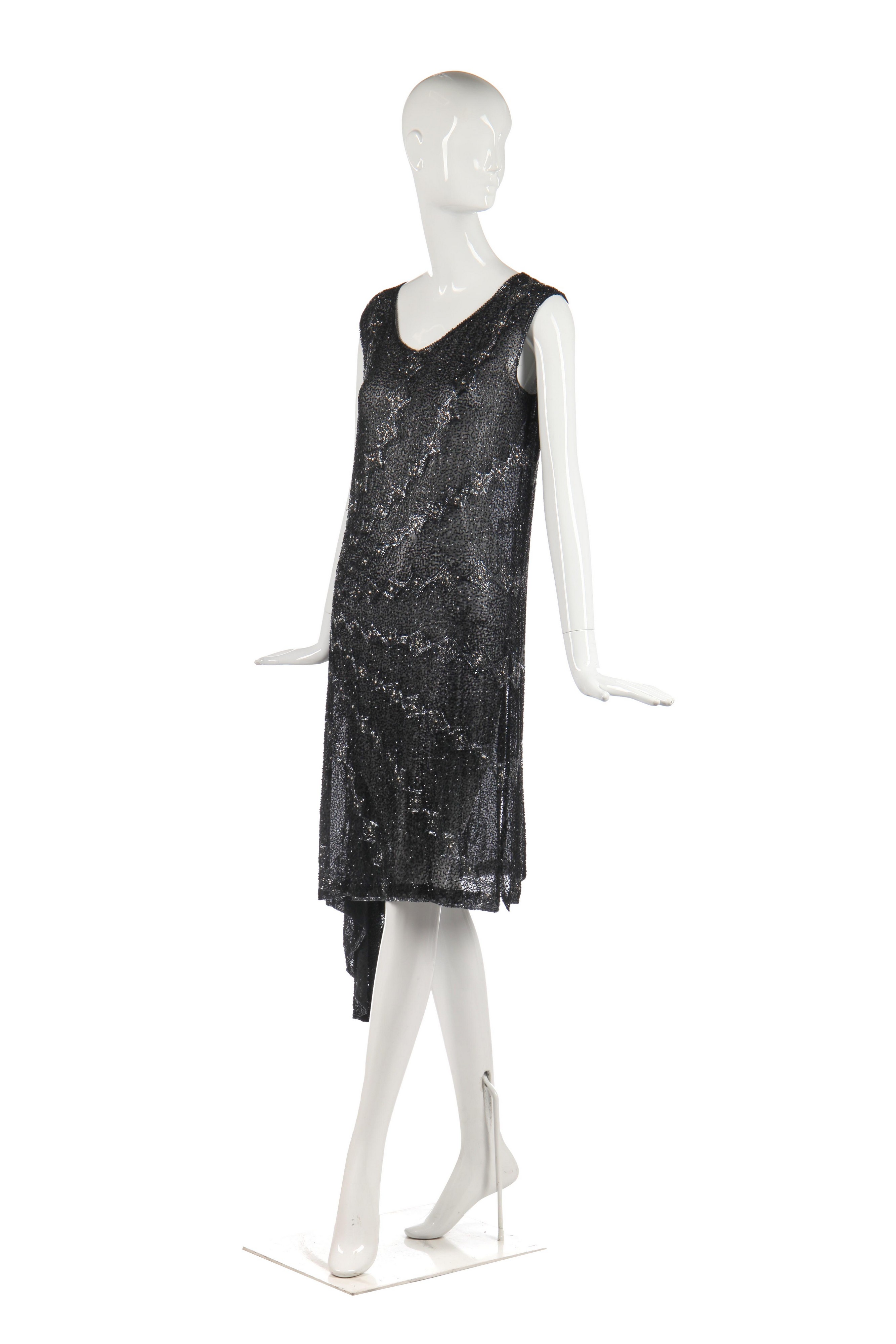 Lot 245 - A black and silver beaded flapper dress,
