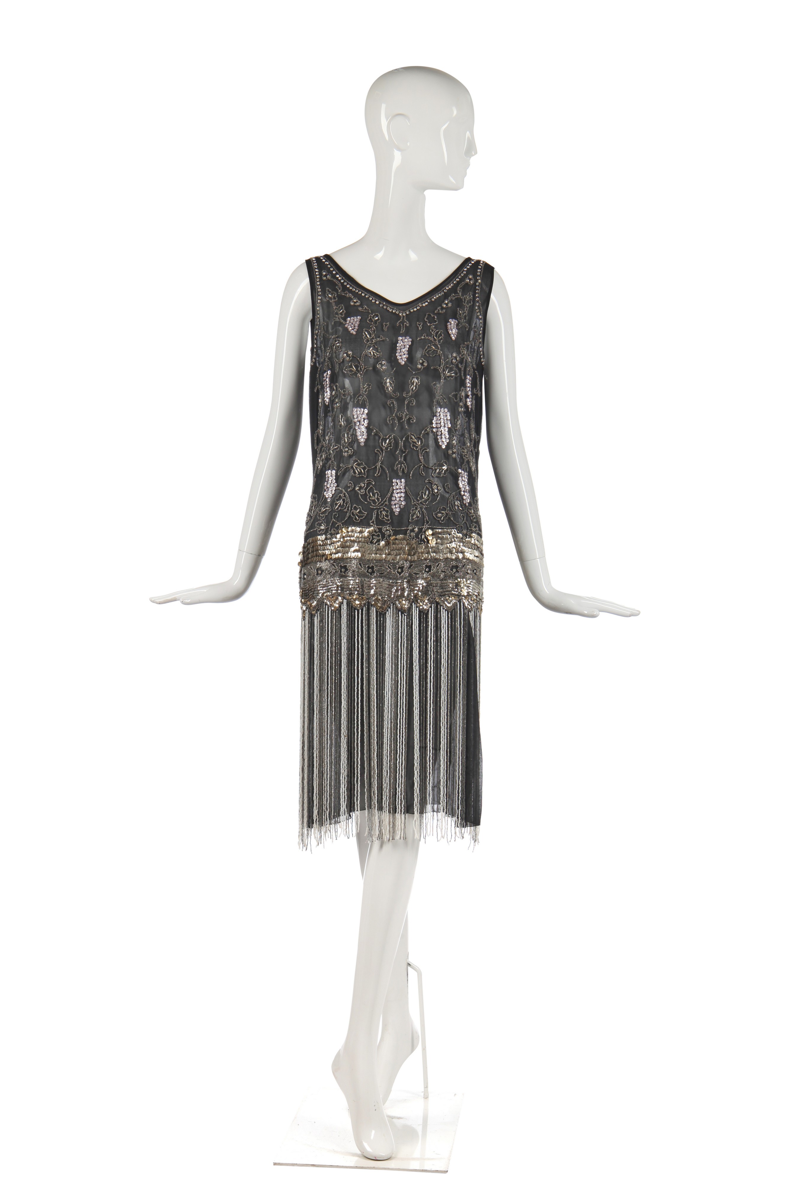 Lot 247 - A fringed and beaded flapper dress, late