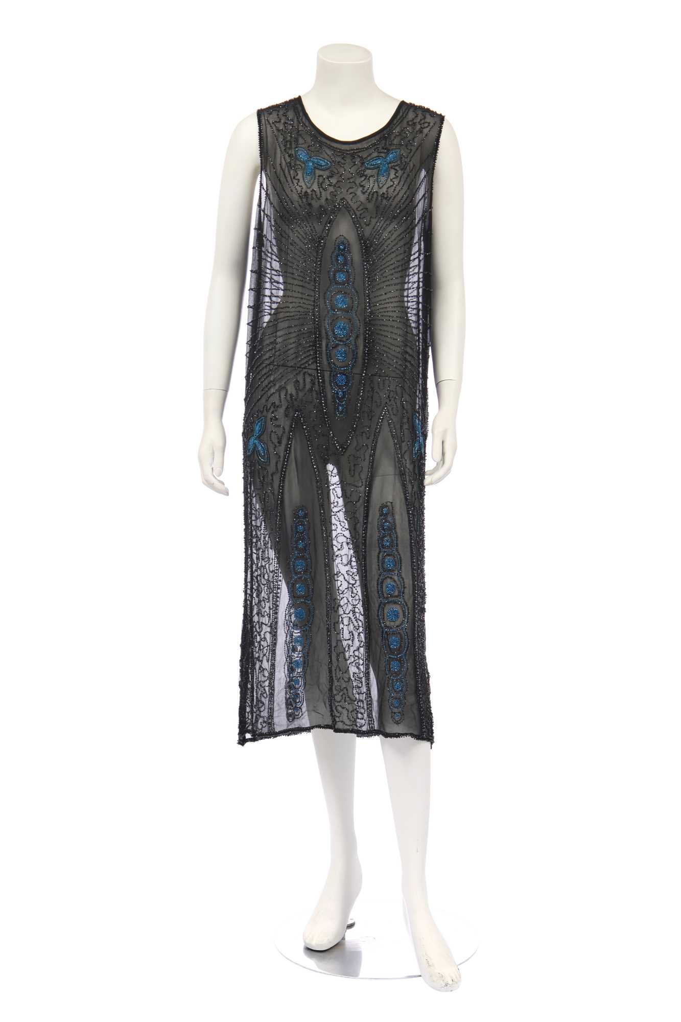 Lot 391 - A black chiffon flapper tabard embellished