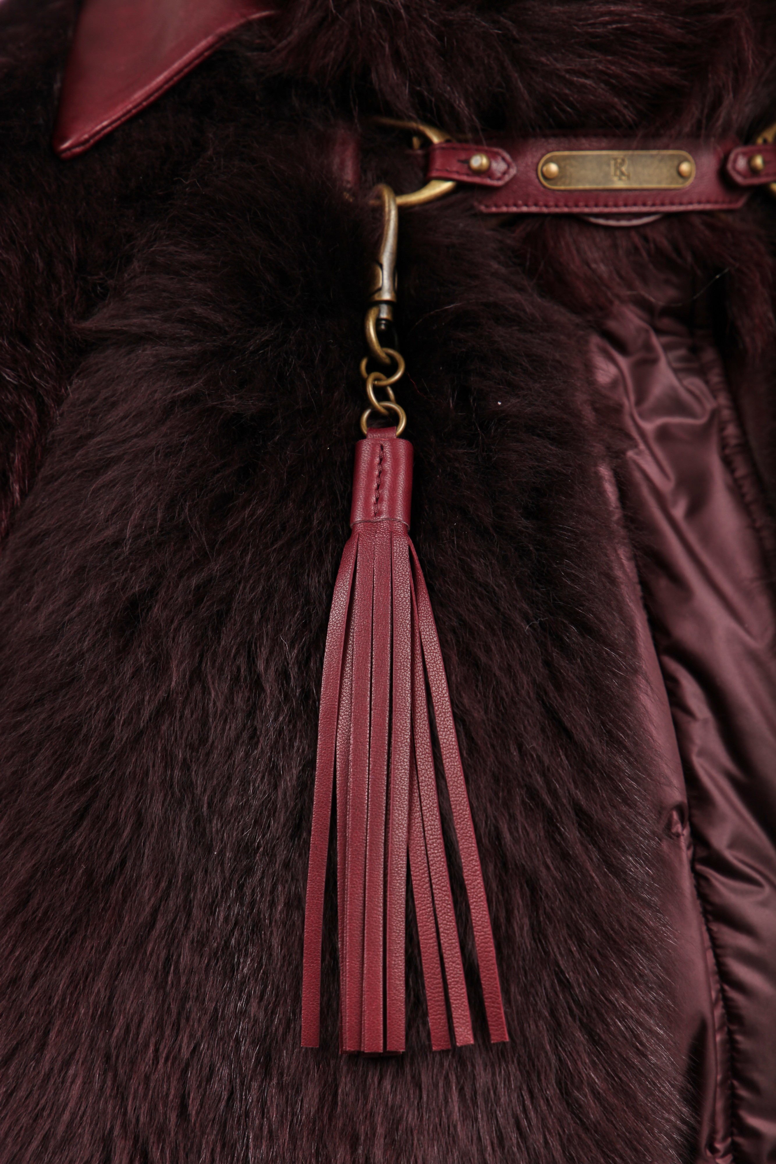 Lot 166 - A Ralph Lauren merlot shearling capelet,