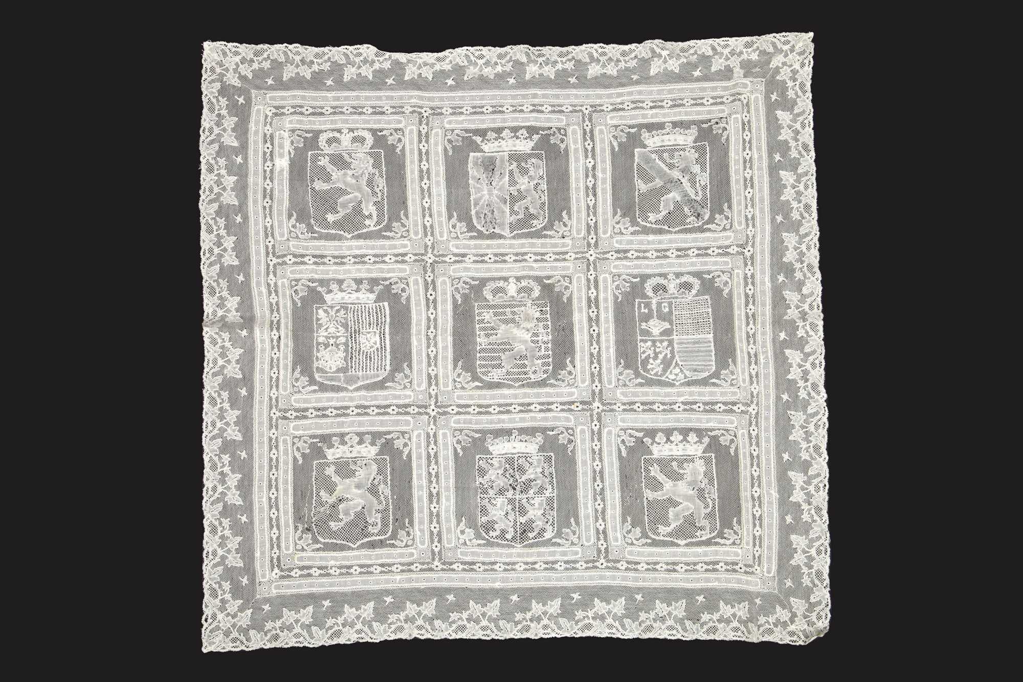 Lot 445 - A rare Mechlin armorial panel, mid-19th