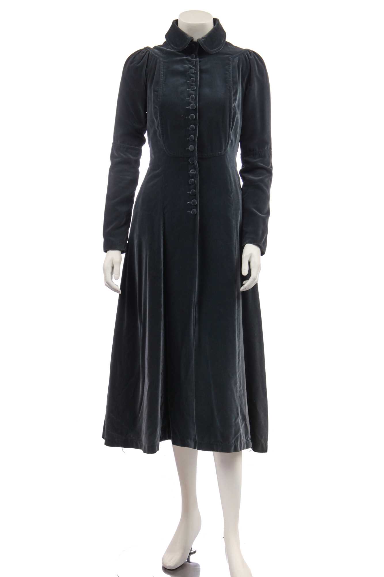 Lot 278 - An Ossie Clark grey velvet 'Alice' coat,