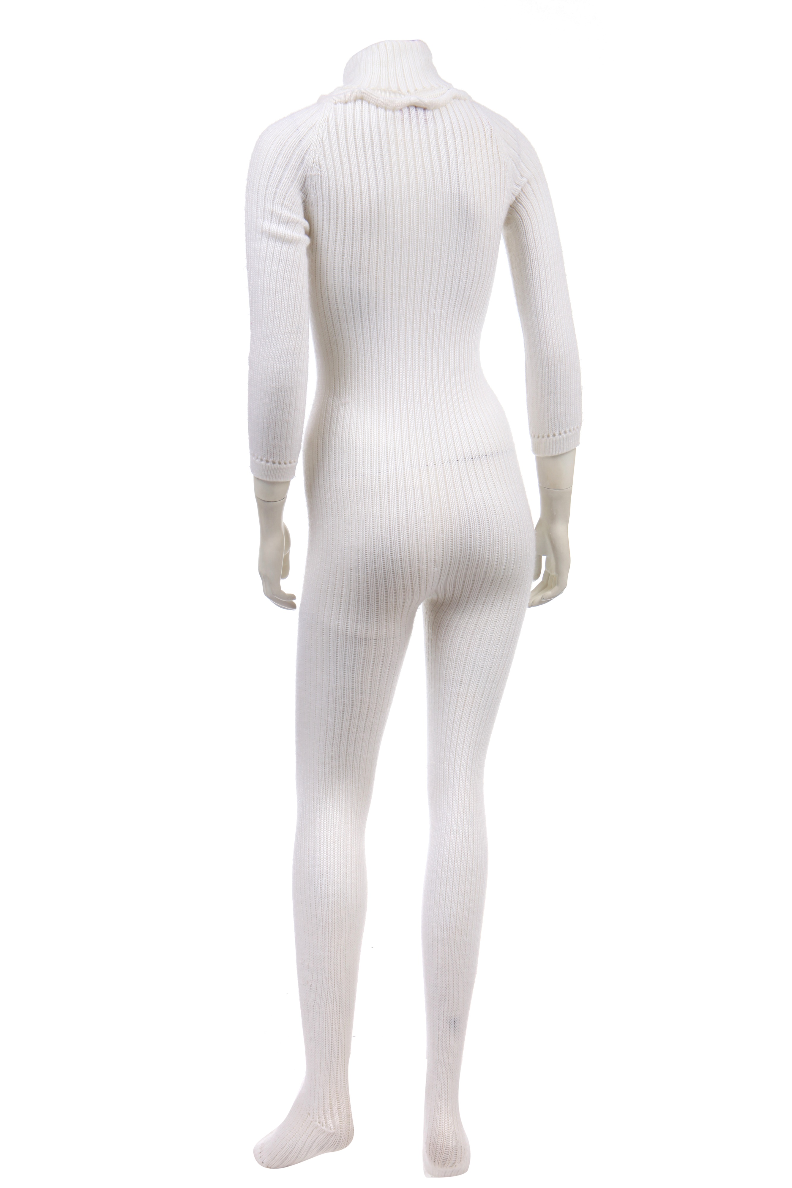Lot 351 - A rare Courrèges white knitted wool catsuit,
