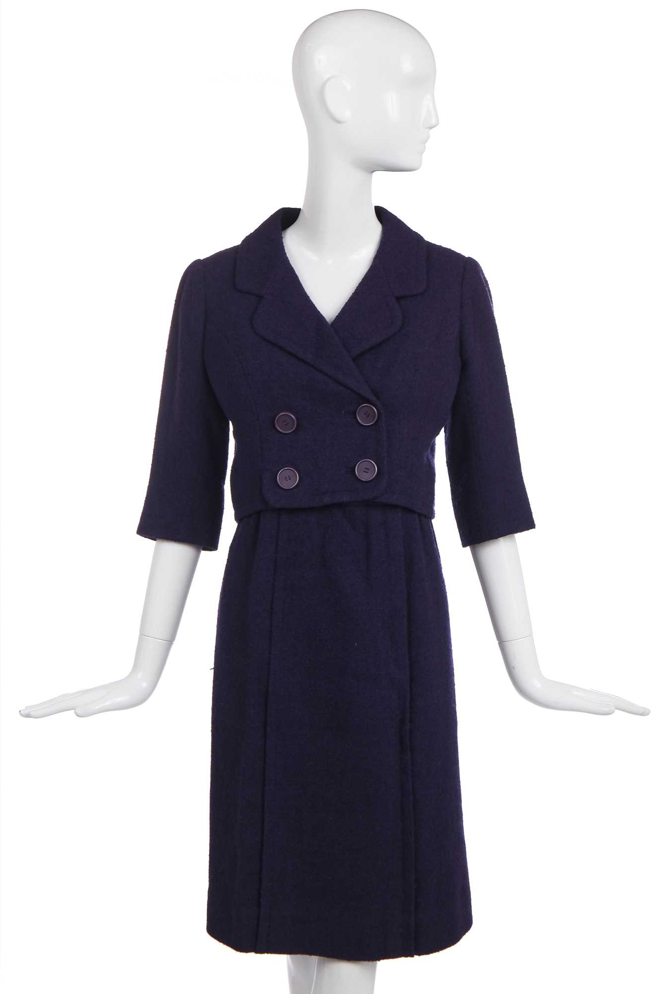 Lot 269 - A Balenciaga couture navy tweed suit, 1958,