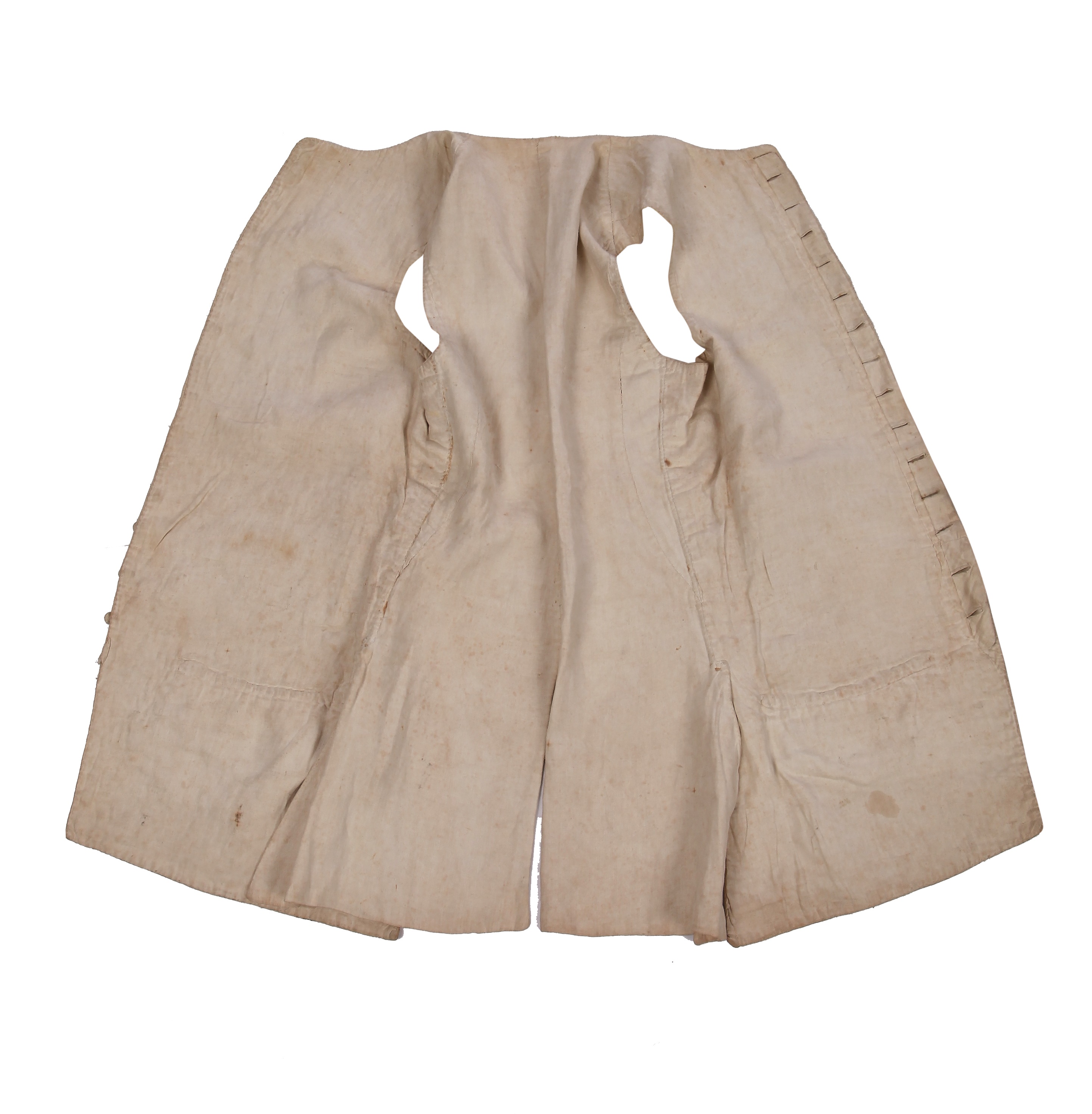 Lot 213 - A gentleman's quilted linen waistcoat, 1730s,