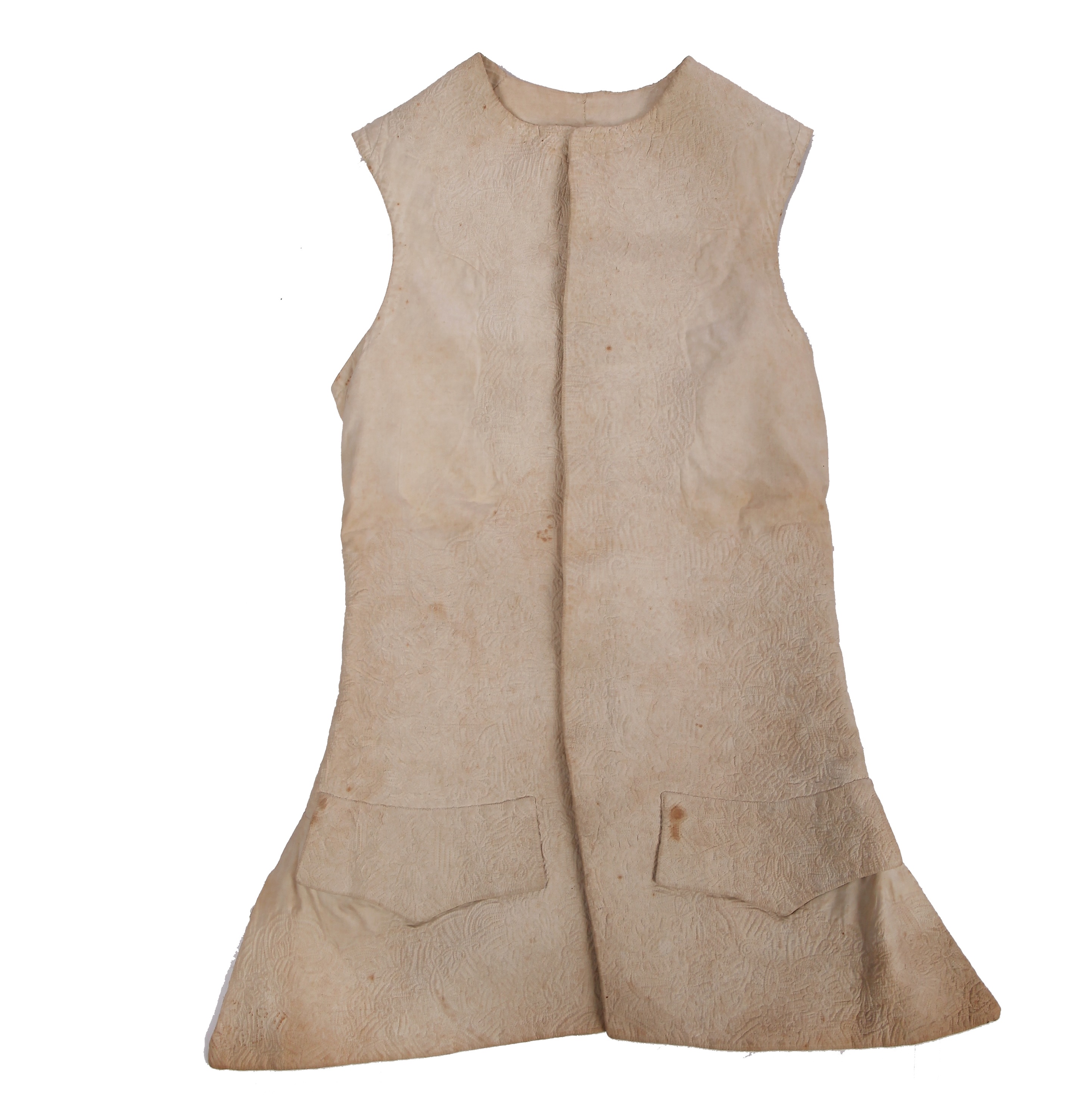 Lot 213 - A gentleman's quilted linen waistcoat, 1730s,