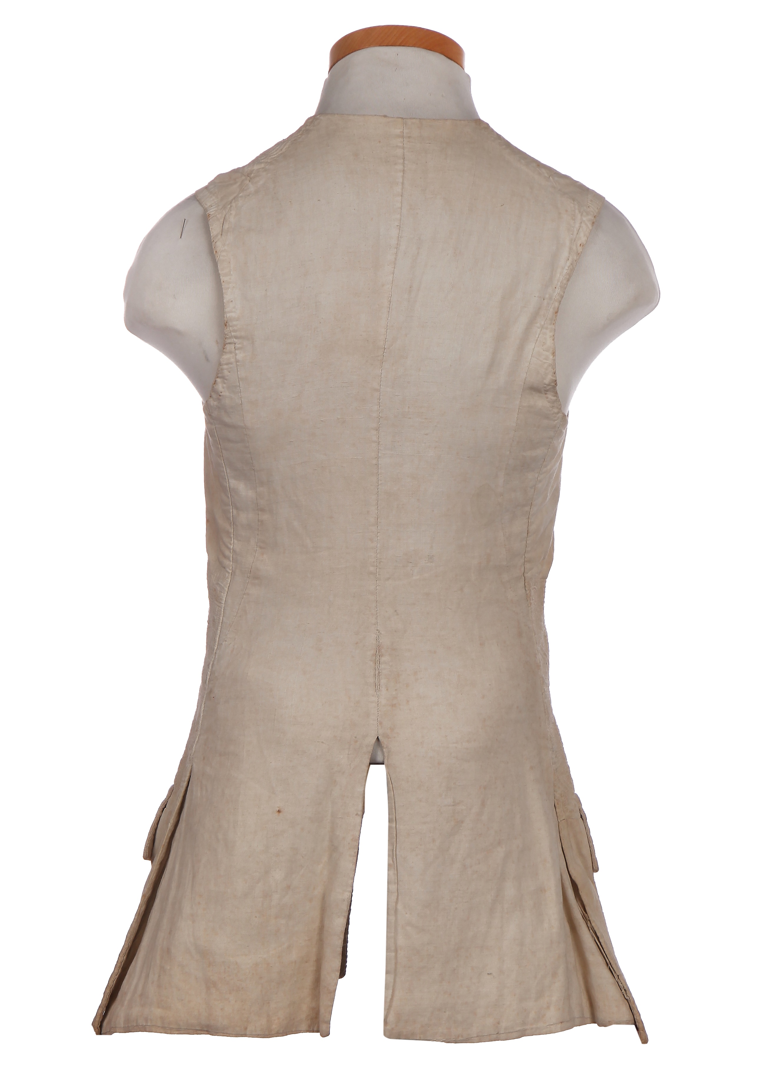 Lot 213 - A gentleman's quilted linen waistcoat, 1730s,