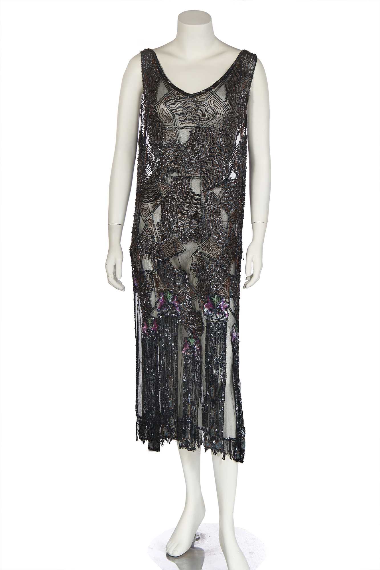 Lot 420 - A black tulle beaded and sequinned tabard,