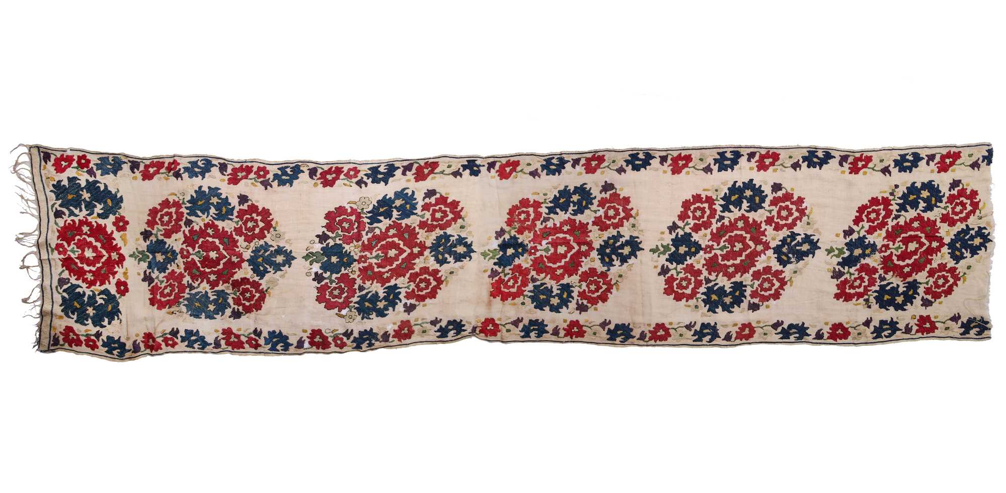Lot 501 - An embroidered muslin panel, Algerian,