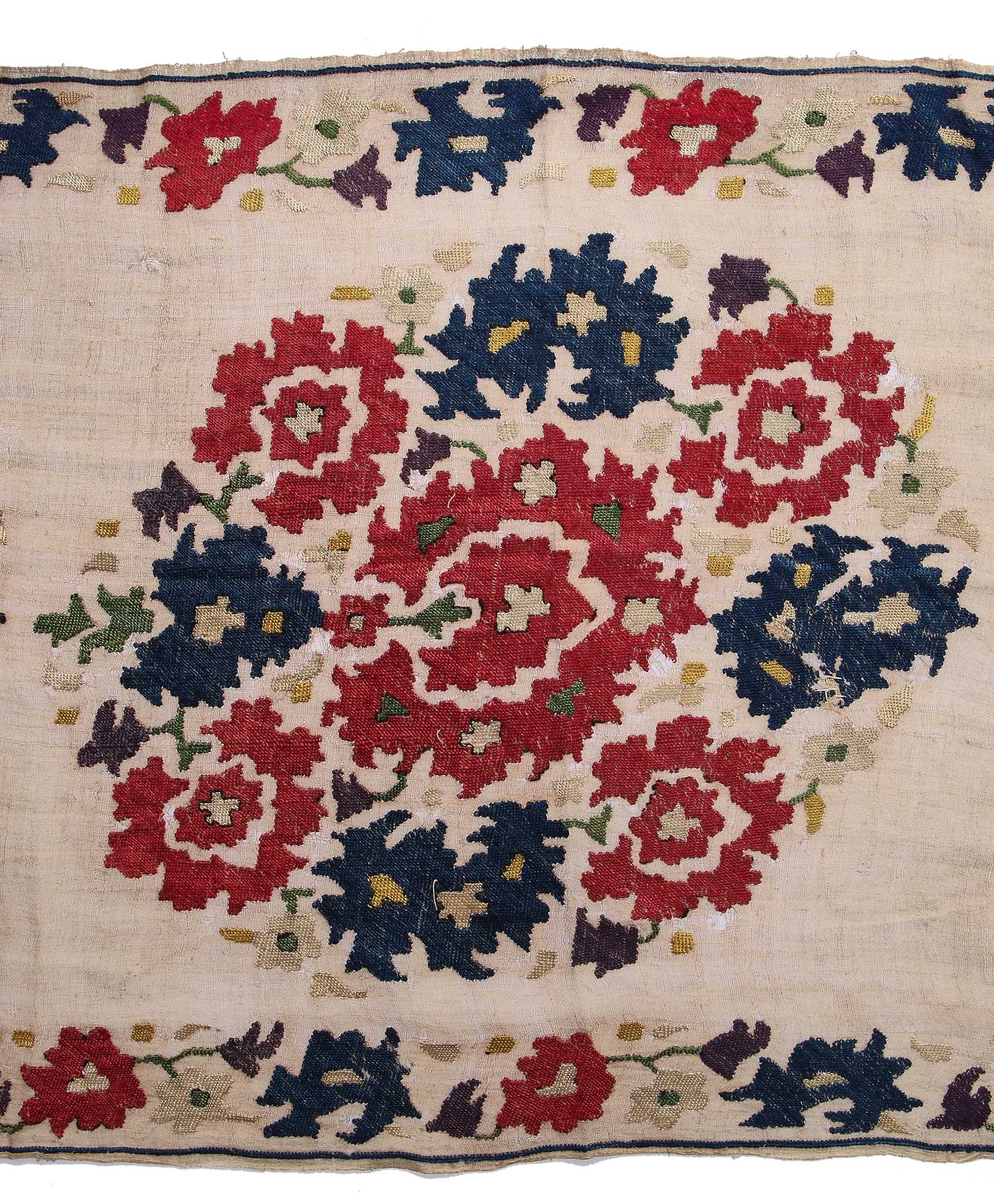 Lot 501 - An embroidered muslin panel, Algerian,