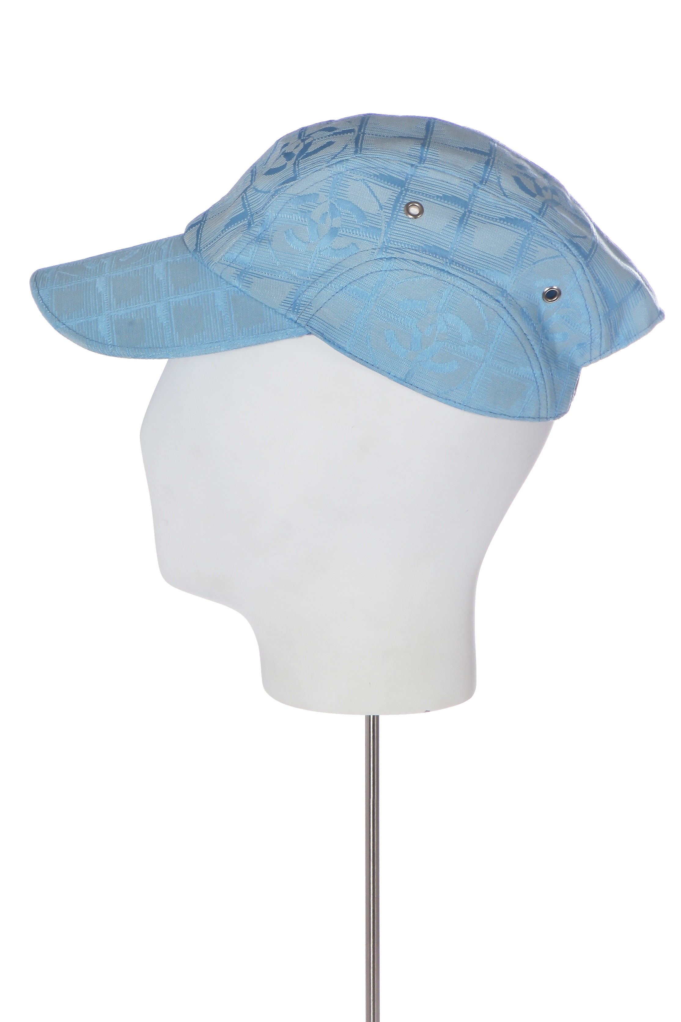 Lot 44 - A Chanel sky-blue canvas baseball cap and